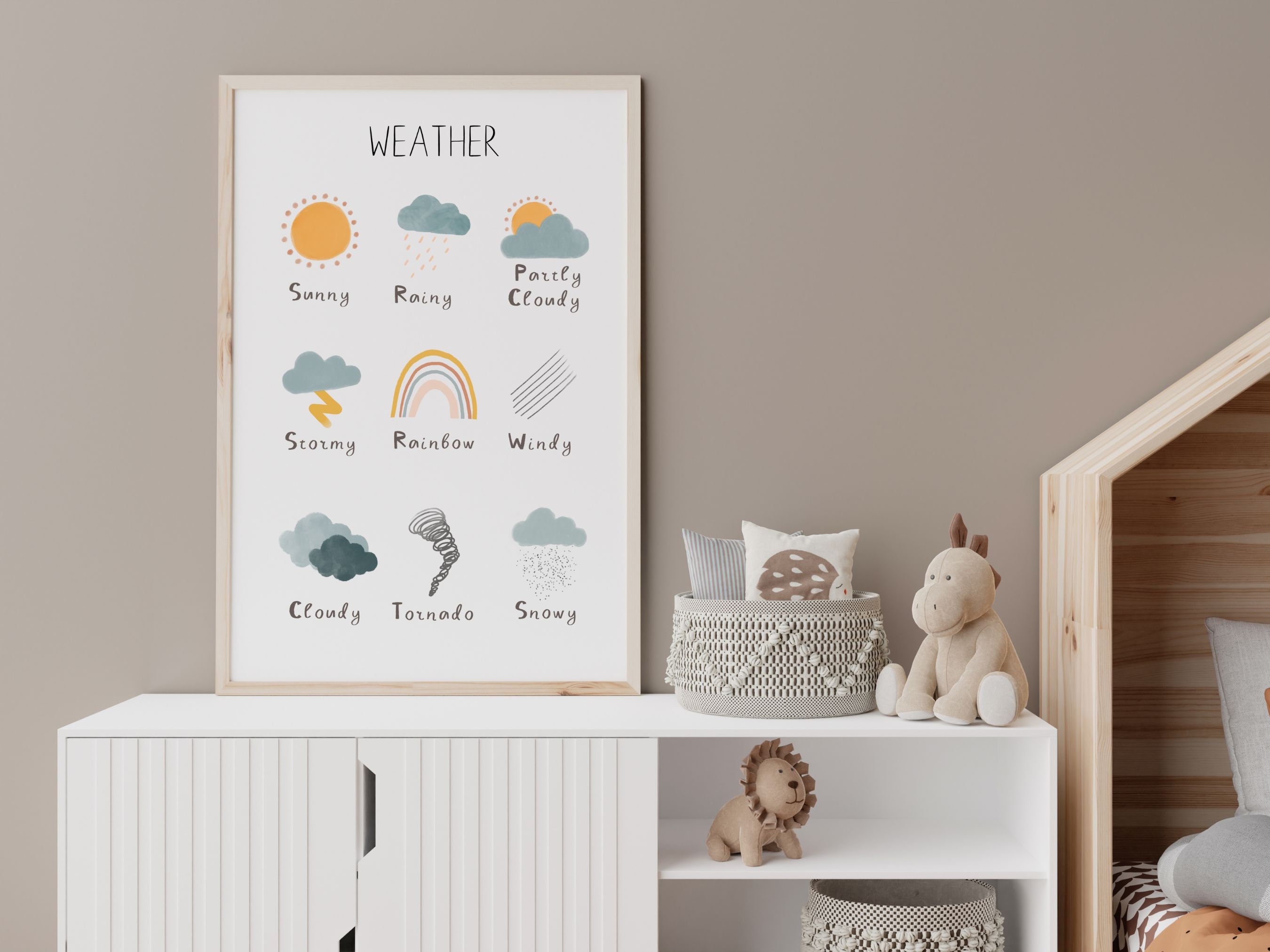 Boho Weather Chart, Kids Weather Poster, Educational Print, Montessori ...