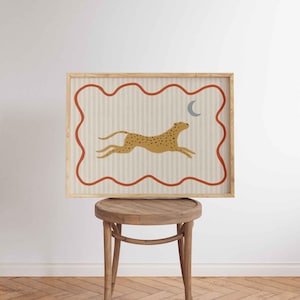 Cheetah Kids Poster, Eclectic Illustration Art, Animal Nursery Wall Art ...