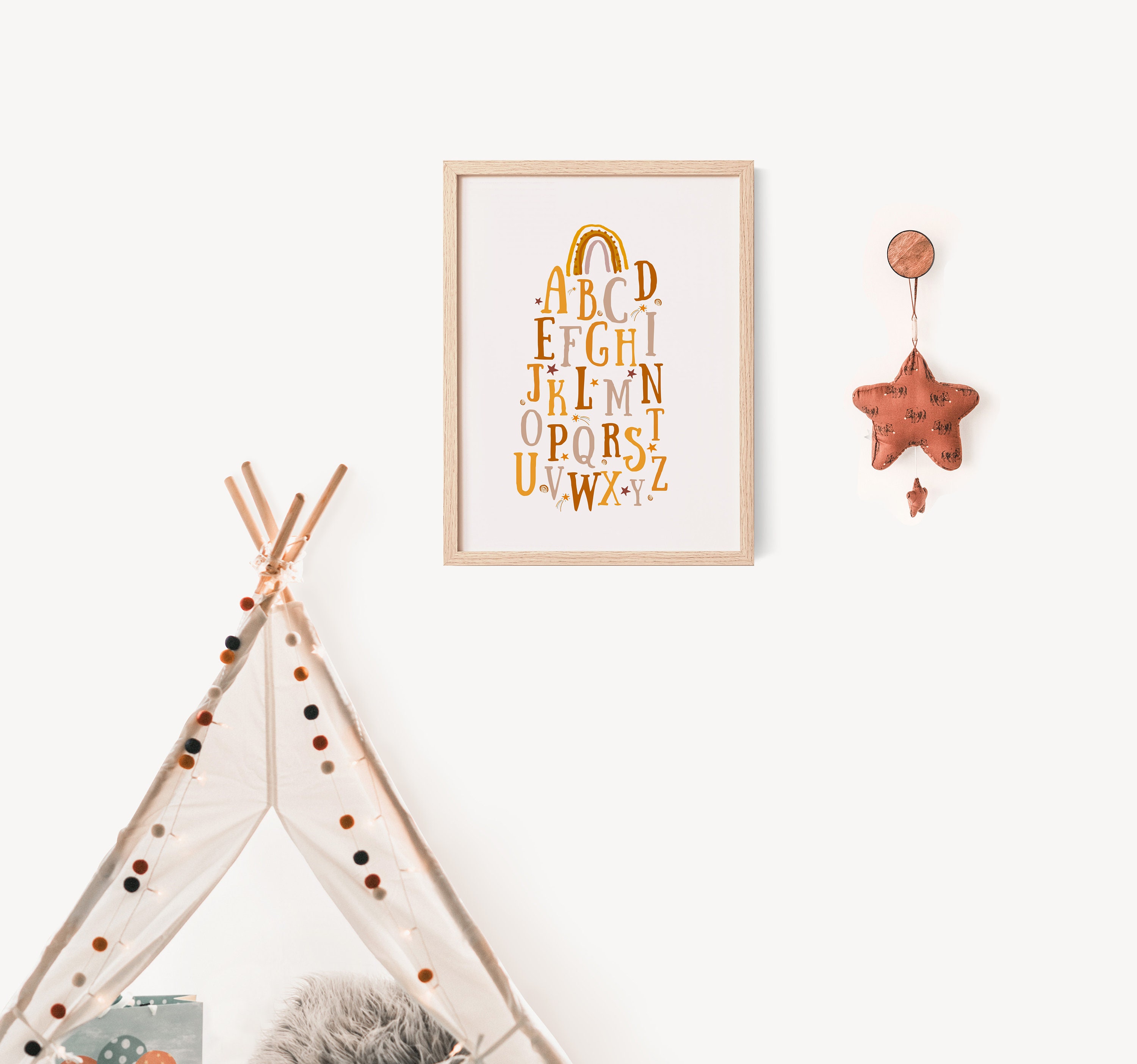 Boho Retro Alphabet Poster Alphabet Print ABC Print - Etsy