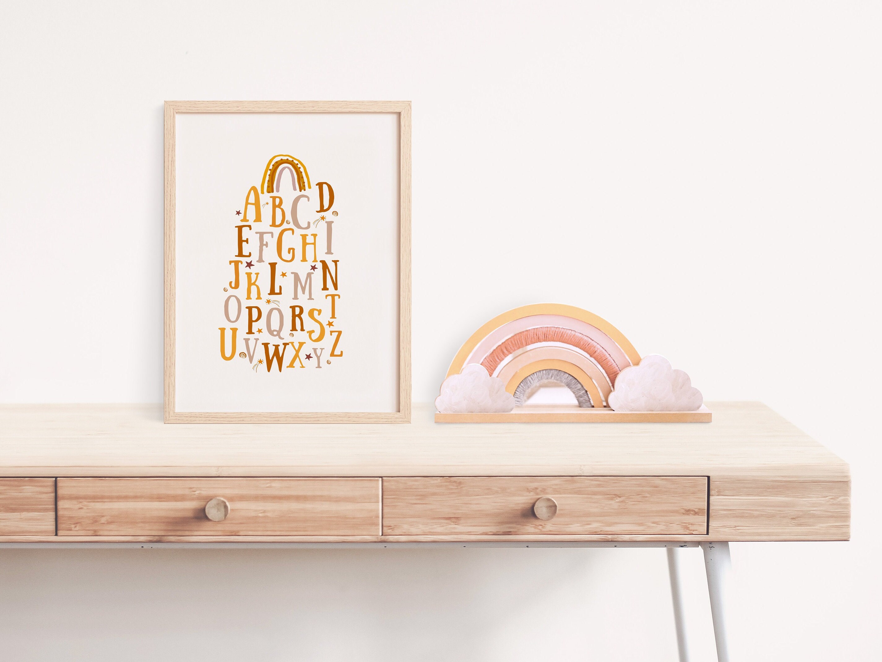 Boho Retro Alphabet Poster Alphabet Print ABC Print - Etsy