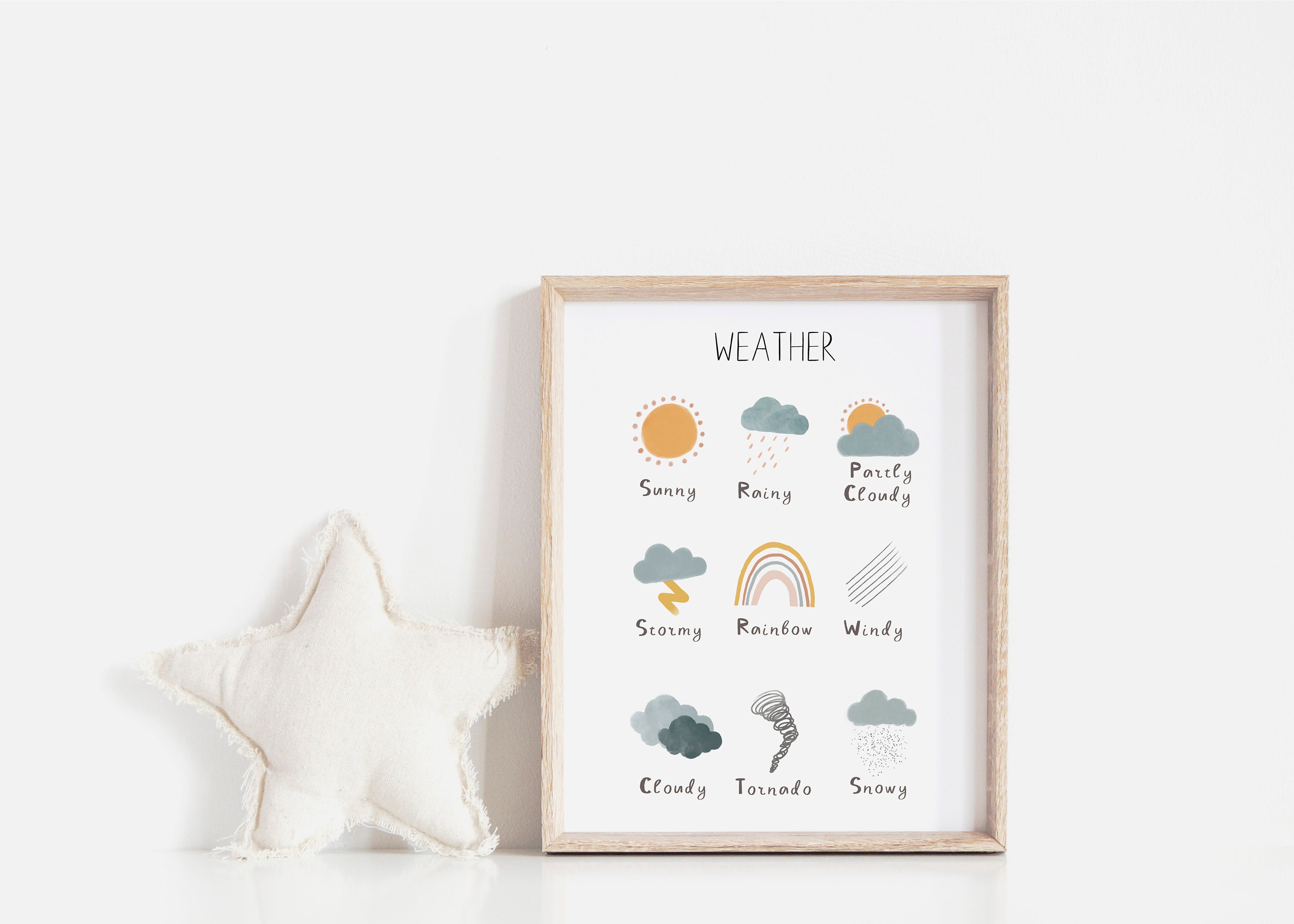 Boho Weather Chart, Kids Weather Poster, Educational Print, Montessori ...