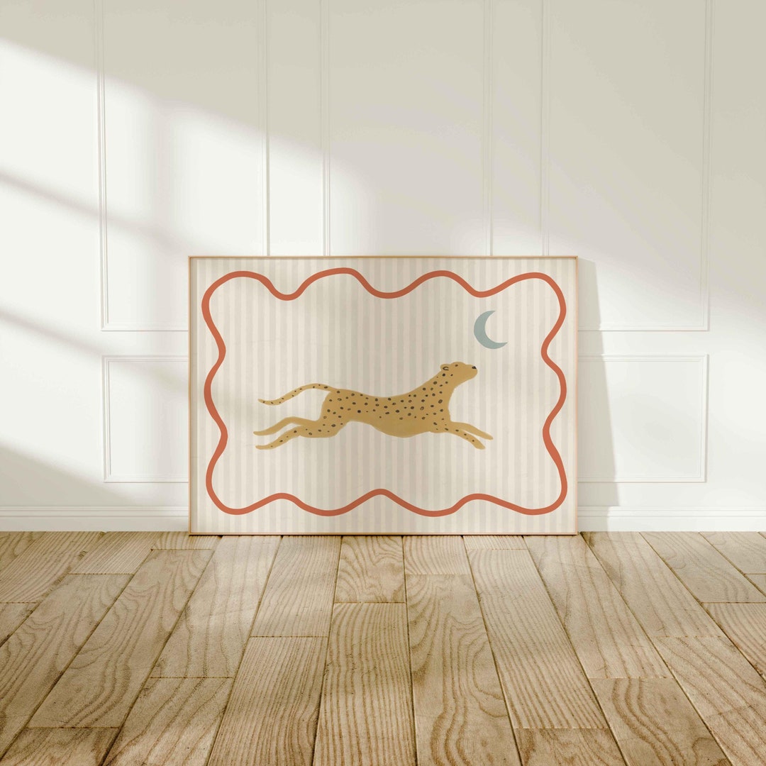 Cheetah Kids Poster, Eclectic Illustration Art, Animal Nursery Wall Art ...