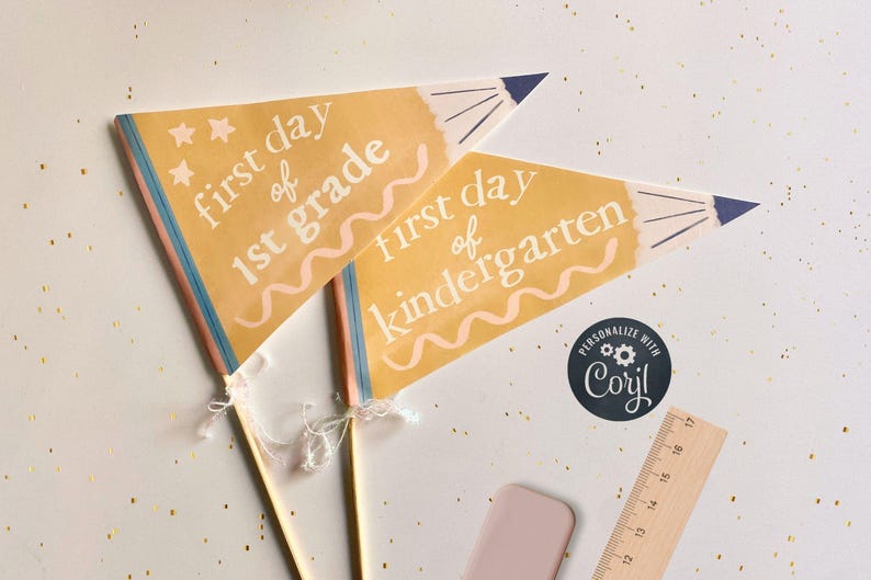 First Day of School Pennant Flag Editable, Back to School Printables ...