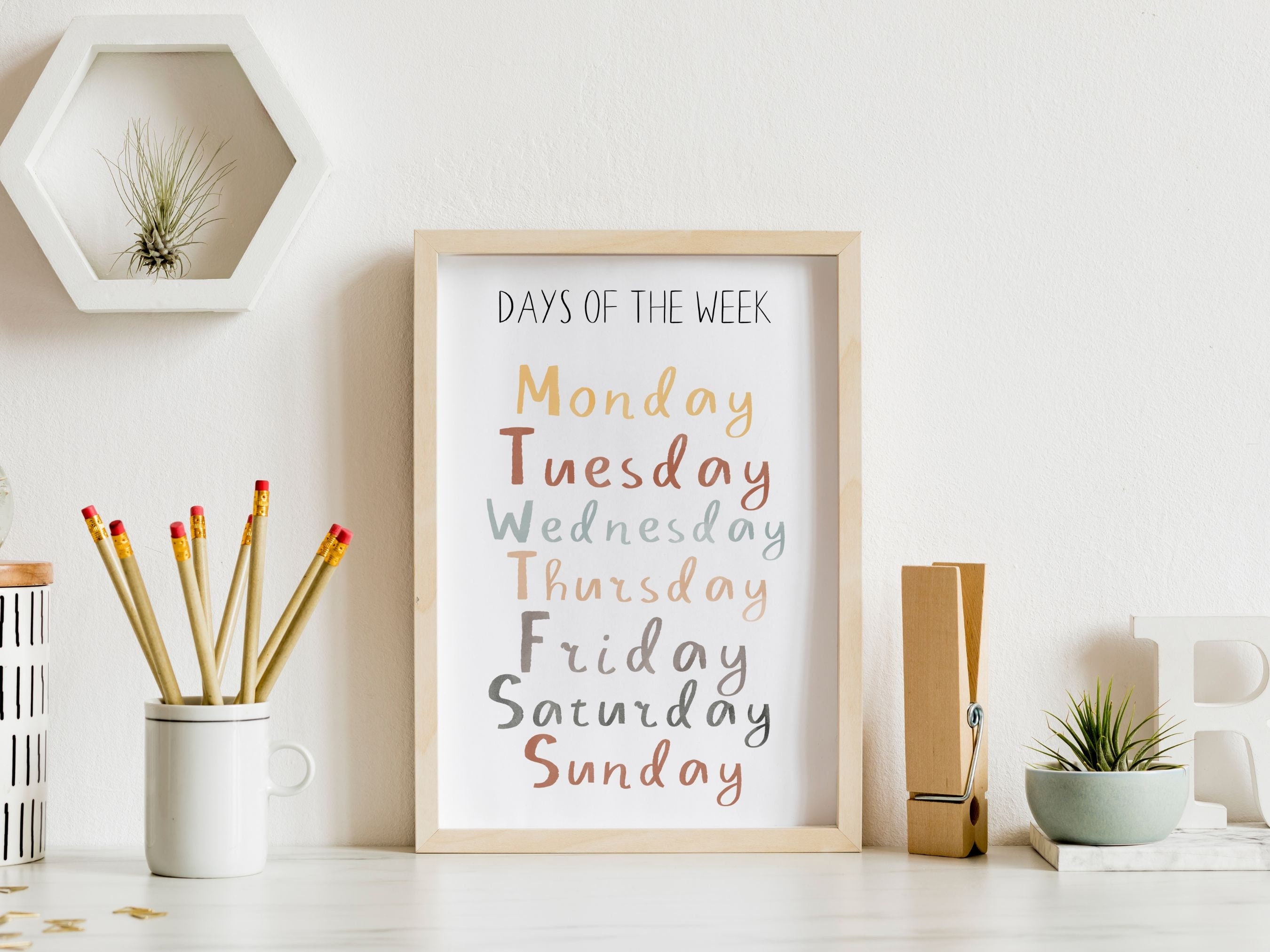 Days of the Week Poster, Nursery Wall Art, Minimalist Homeschool Decor ...