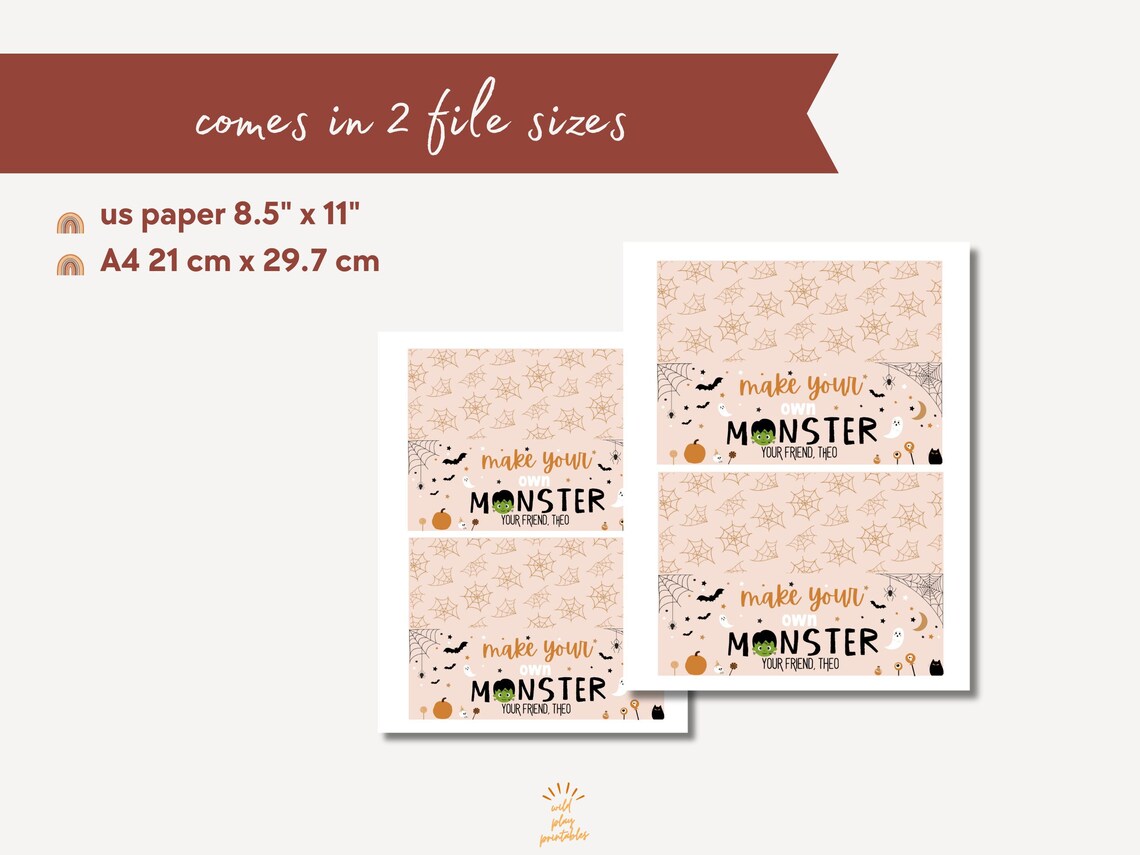 Printable Make Your Own Monster Tag for Treat Bags, Halloween Favor Bag ...