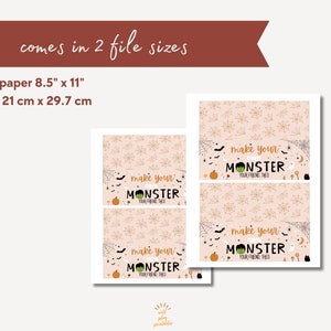 Printable Make Your Own Monster Tag for Treat Bags, Halloween Favor Bag ...