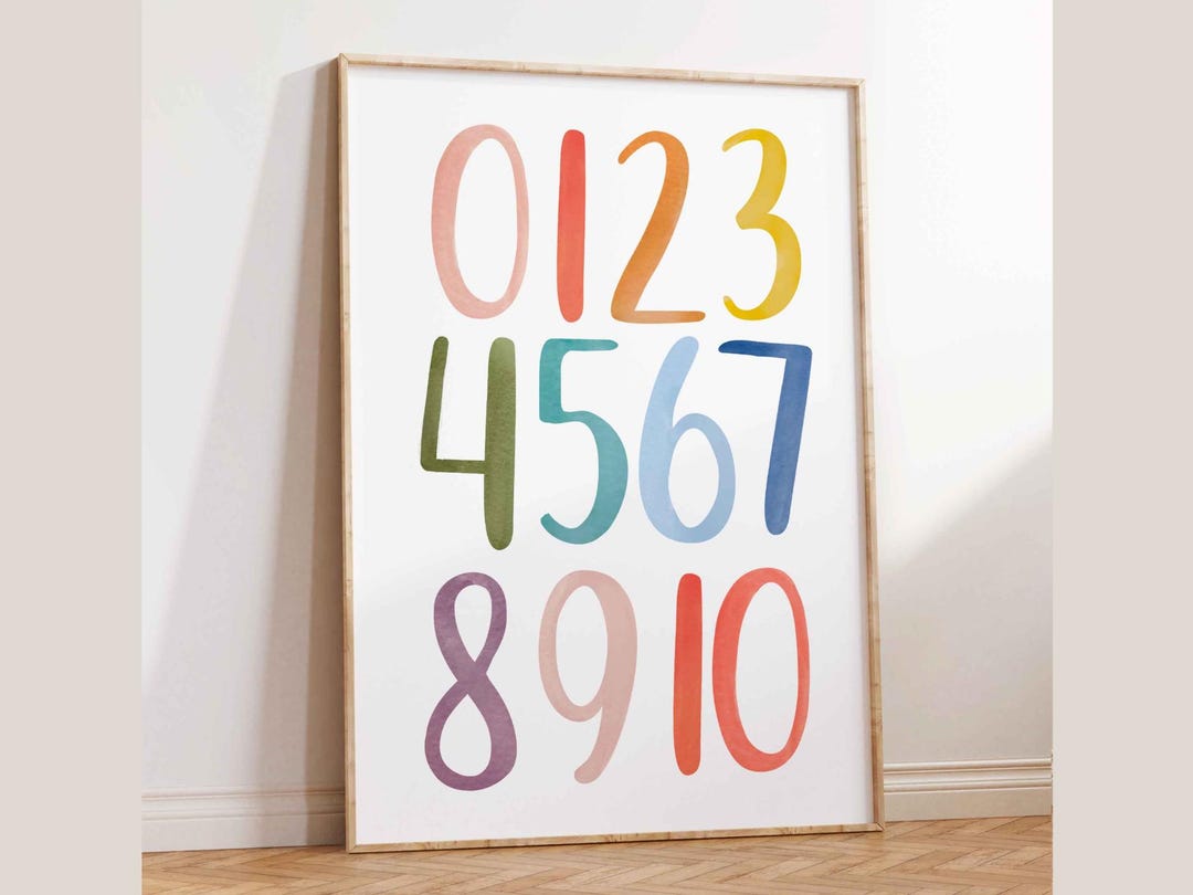 Rainbow Numbers Poster 1-10, Watercolor Counting Poster, Learn to Count ...