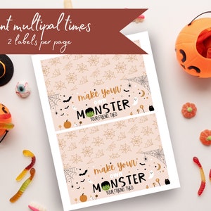 Printable Make Your Own Monster Tag for Treat Bags, Halloween Favor Bag ...