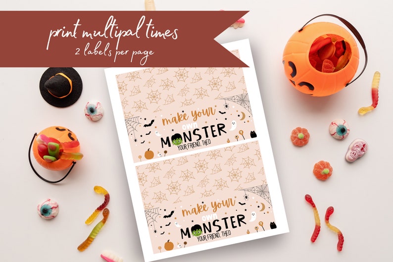 Printable Make Your Own Monster Tag for Treat Bags, Halloween Favor Bag ...