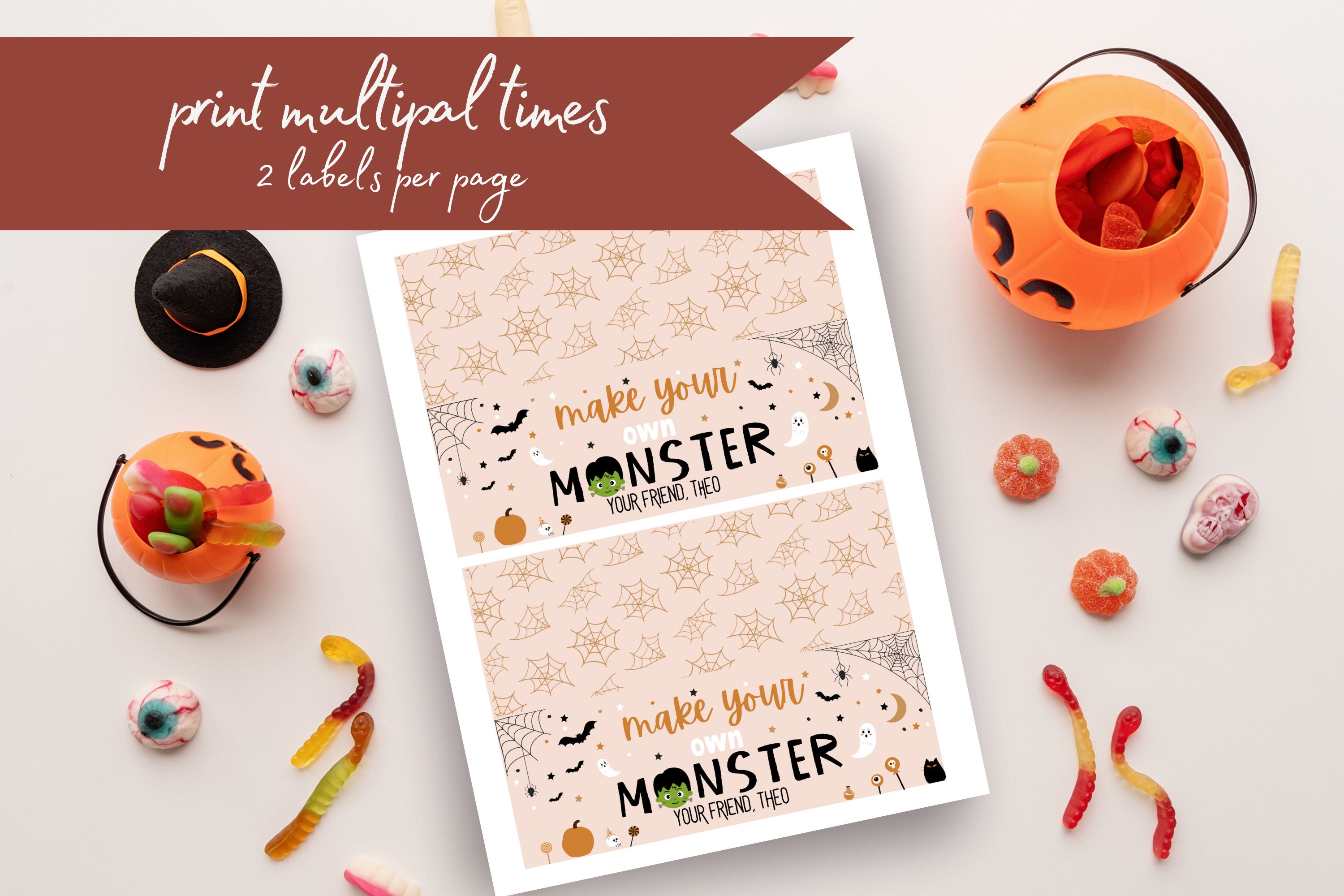 Printable Make Your Own Monster Tag for Treat Bags, Halloween Favor Bag ...