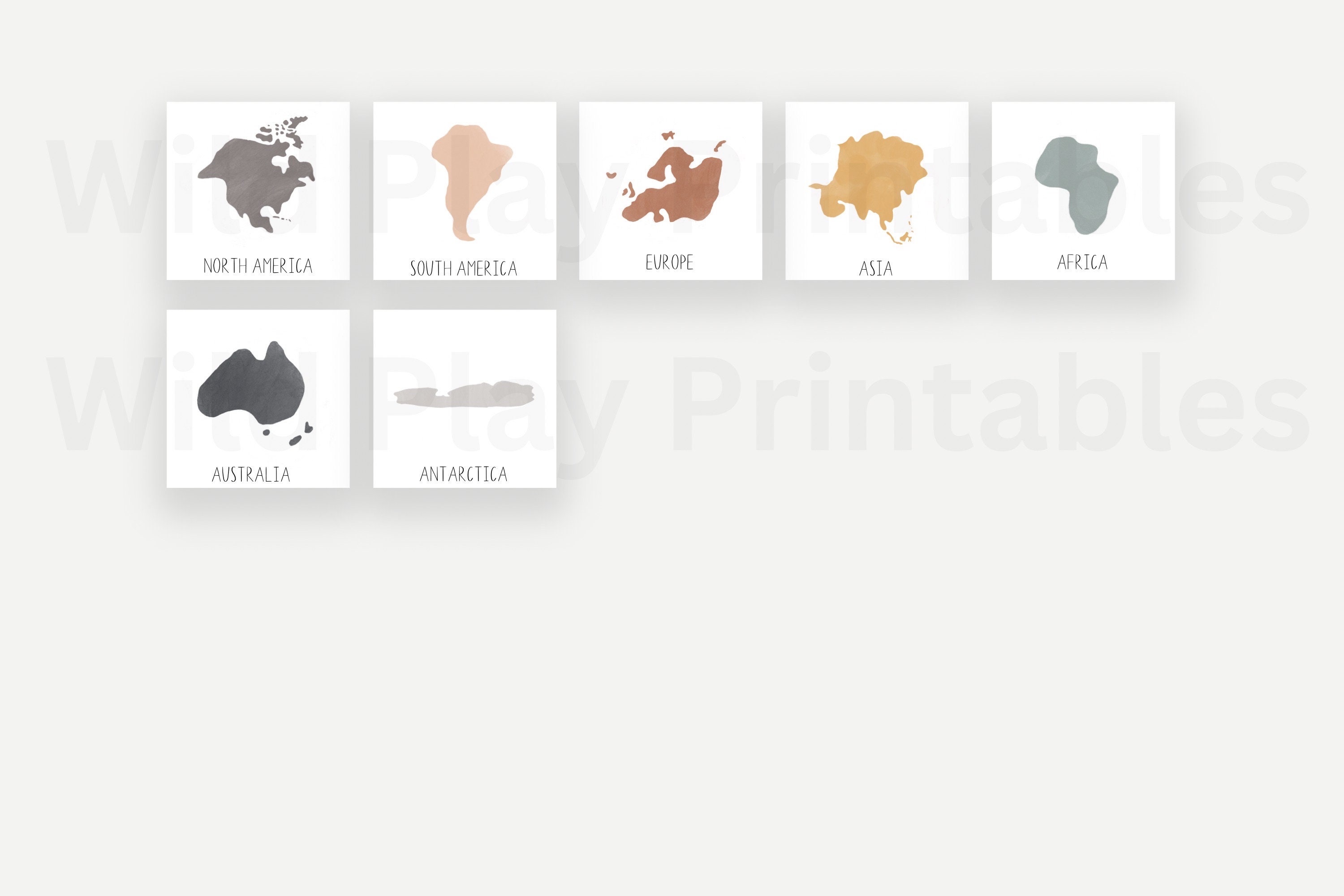 Continent Flashcards Montessori Flashcards Preschool Cards - Etsy