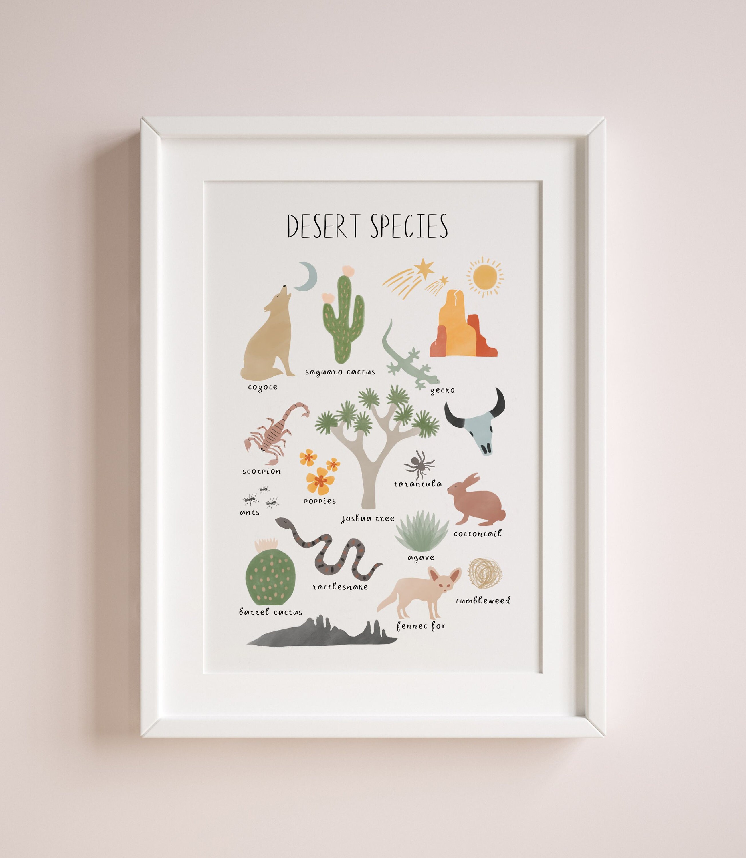 Boho Desert Print, Cactus Nursery Decor, Southwestern Wall Art, Desert ...
