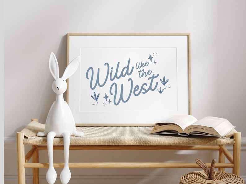 Vintage Western Poster for Boys Room, Wild Like the West Print in Blue ...