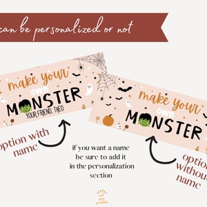Printable Make Your Own Monster Tag for Treat Bags, Halloween Favor Bag ...