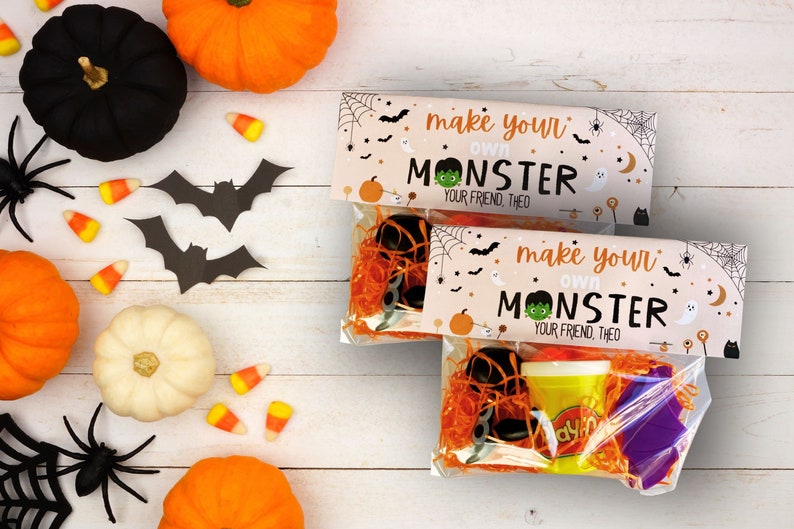 Printable Make Your Own Monster Tag for Treat Bags, Halloween Favor Bag ...