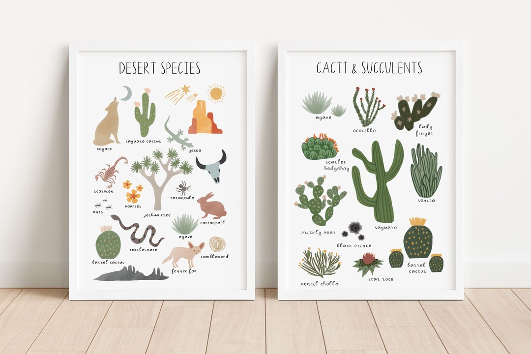 Boho Desert Print Set of 2, Southwestern Wall Art, Desert Nursery Decor ...