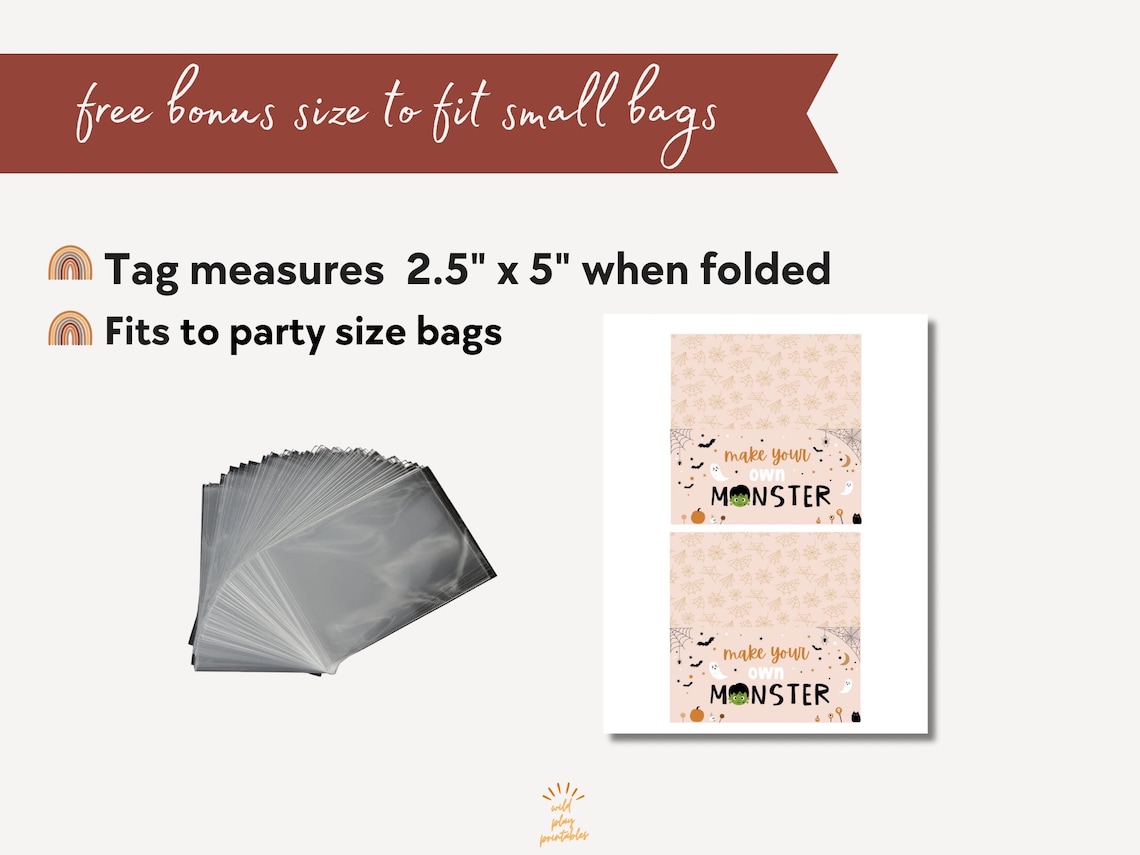 Printable Make Your Own Monster Tag for Treat Bags, Halloween Favor Bag ...