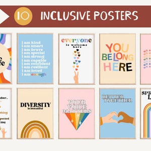 Set of Inlcusion Posters, 10 Diversity Prints, Inclusive Classroom ...