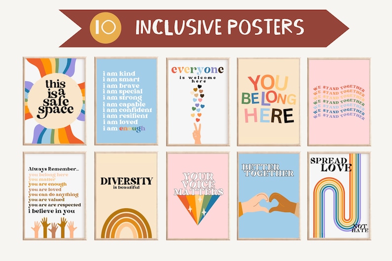 Set of Inlcusion Posters, 10 Diversity Prints, Inclusive Classroom ...