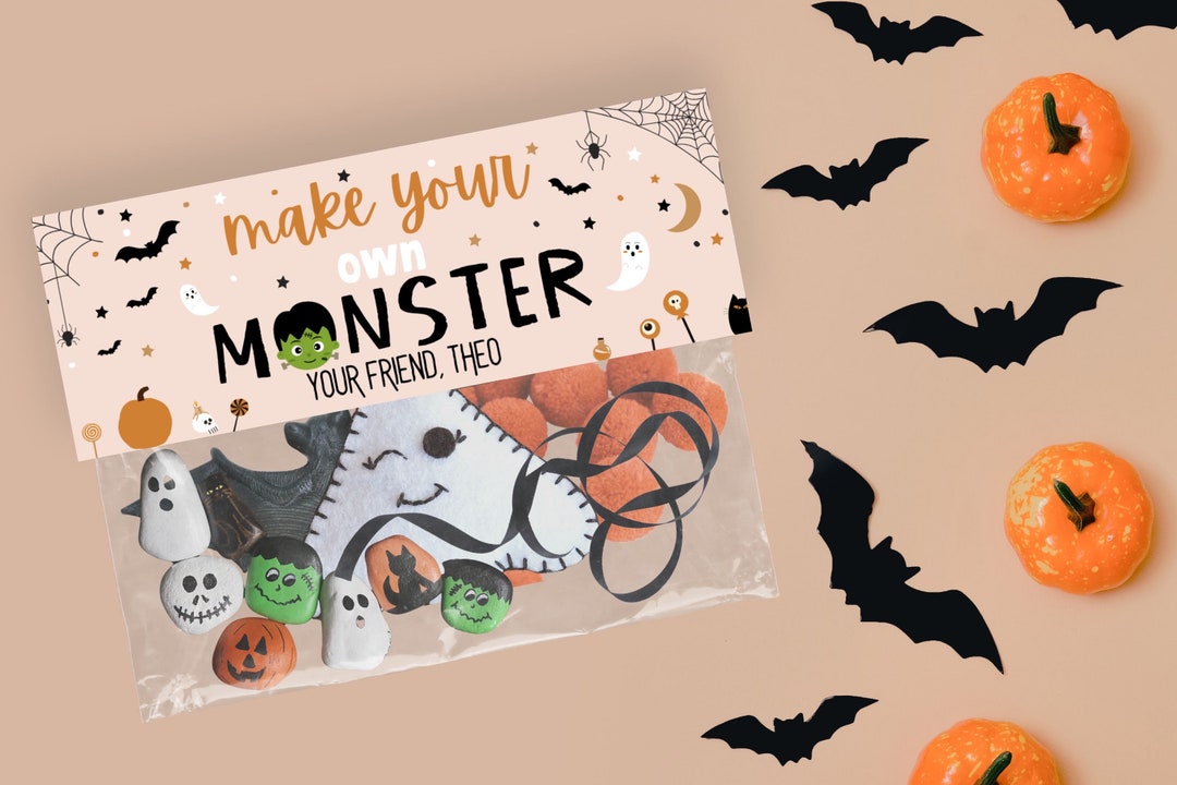 Printable Make Your Own Monster Tag for Treat Bags, Halloween Favor Bag ...