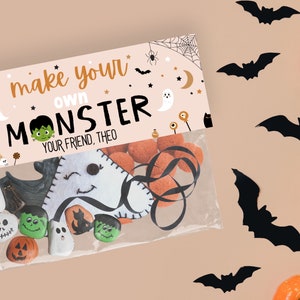 Printable Make Your Own Monster Tag for Treat Bags, Halloween Favor Bag ...