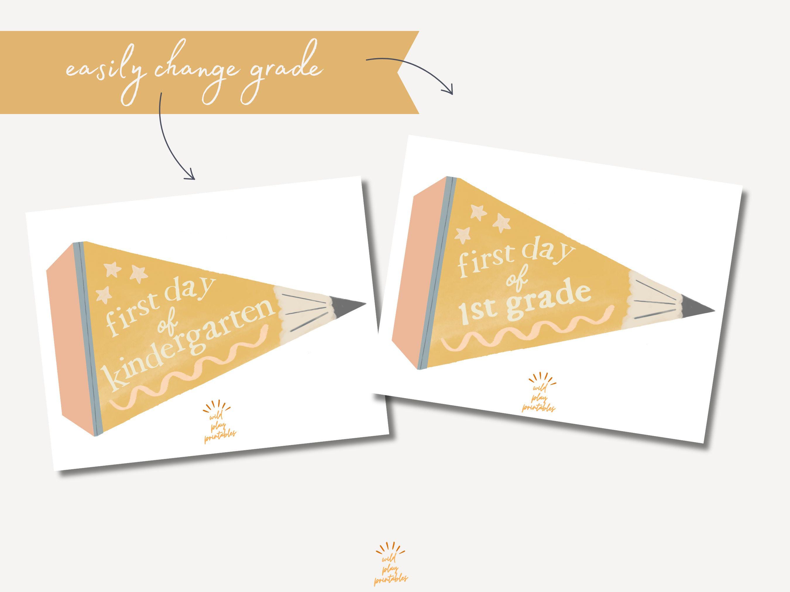 First Day of School Pennant Flag Editable, Back to School Printables ...