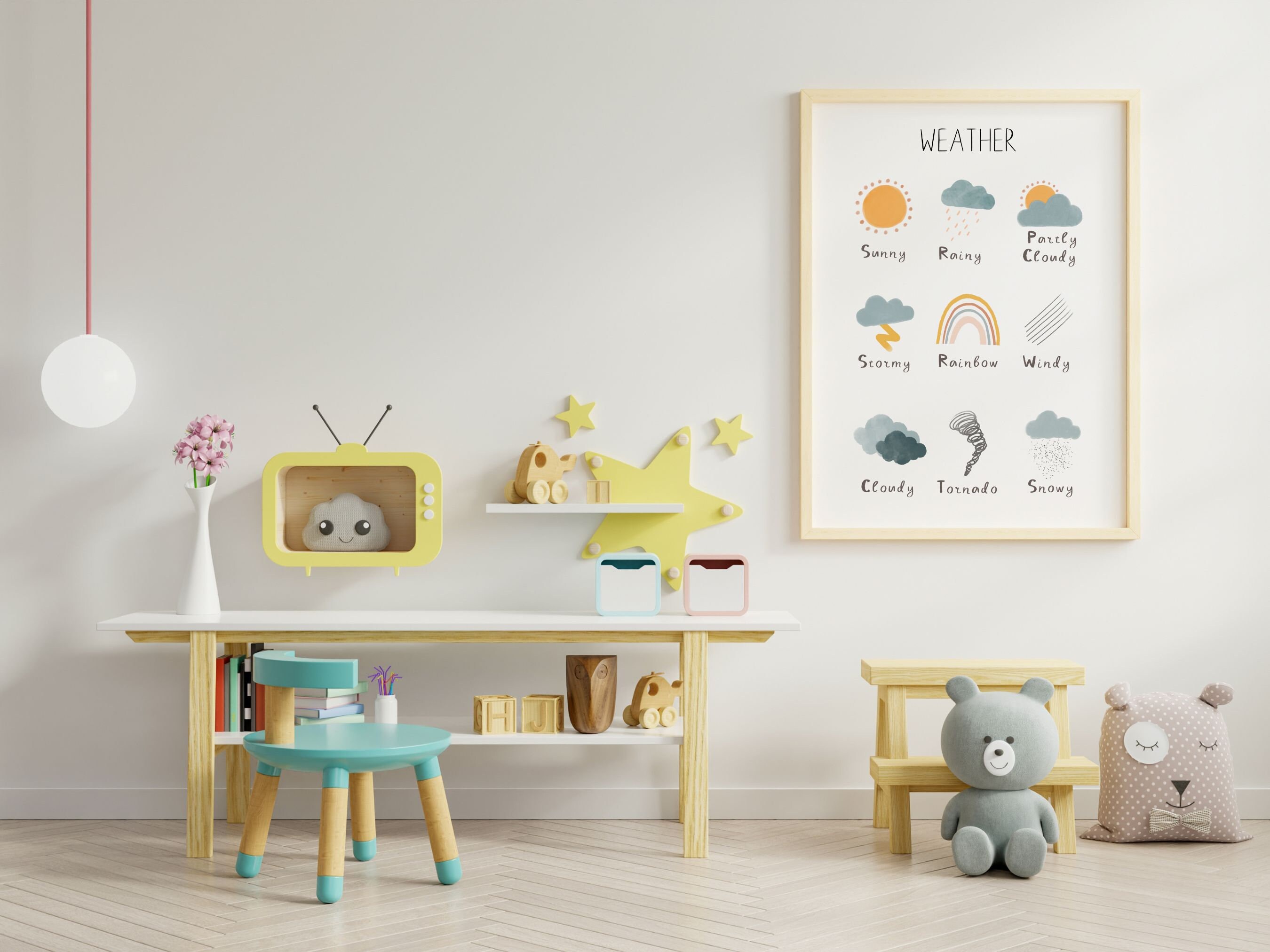 Boho Weather Chart, Kids Weather Poster, Educational Print, Montessori ...