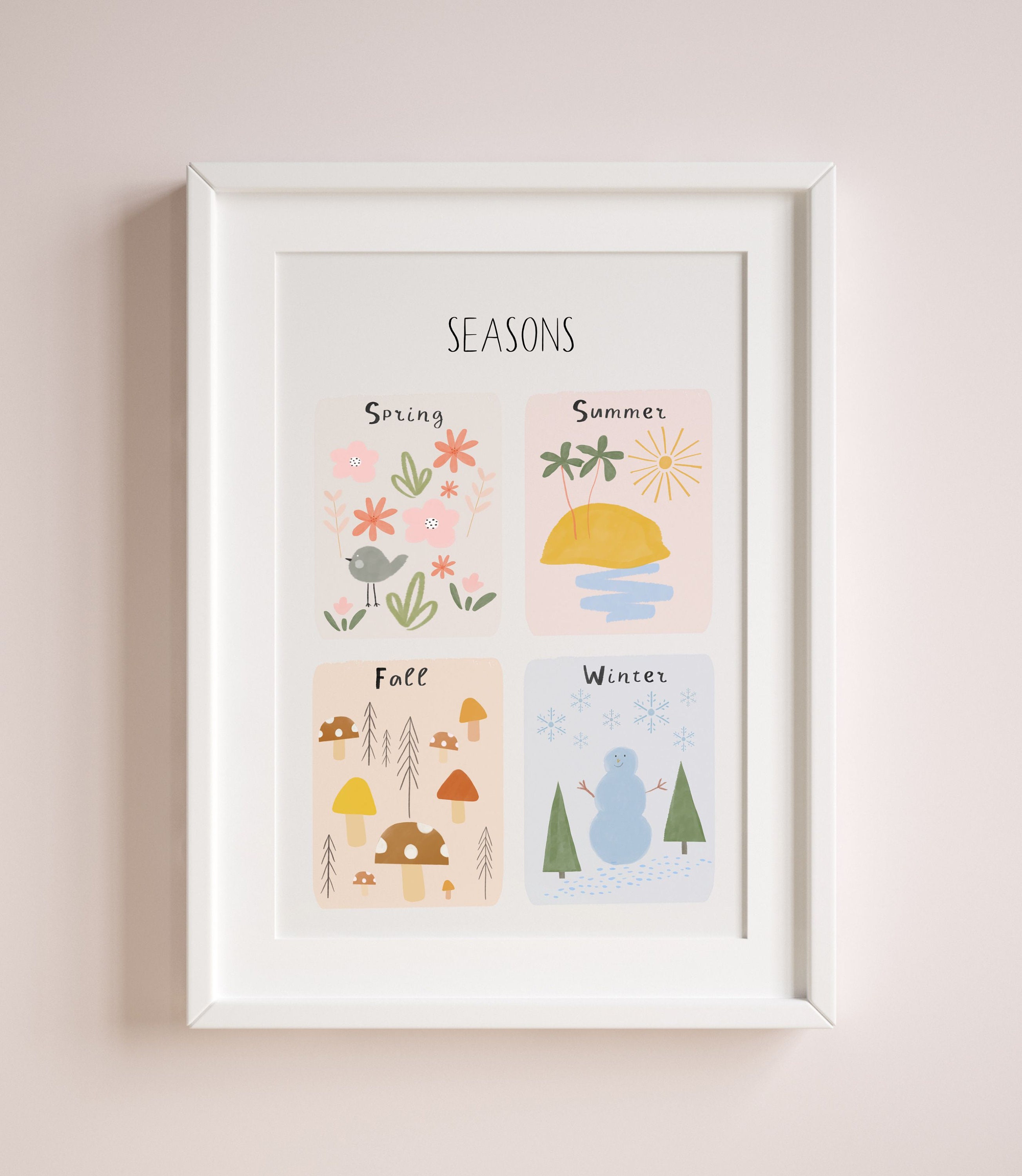 Four Seasons Poster, Watercolor Seasons Chart, Montessori Materials ...