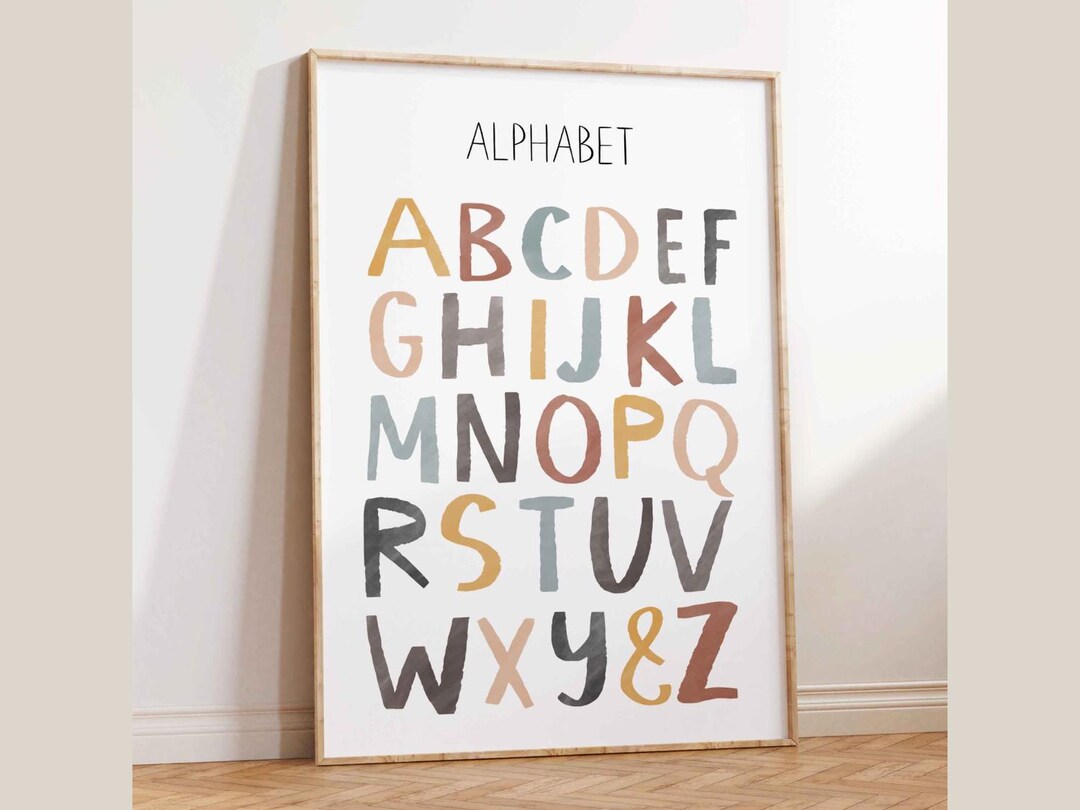Neutral Watercolor Alphabet Poster, Boho Classroom Decor, Boho ABC ...