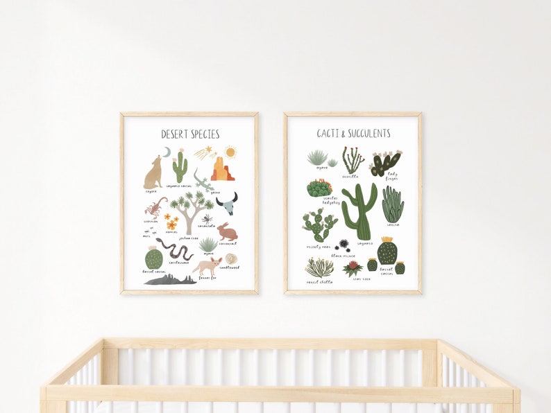 Boho Desert Print Set of 2, Southwestern Wall Art, Desert Nursery Decor ...