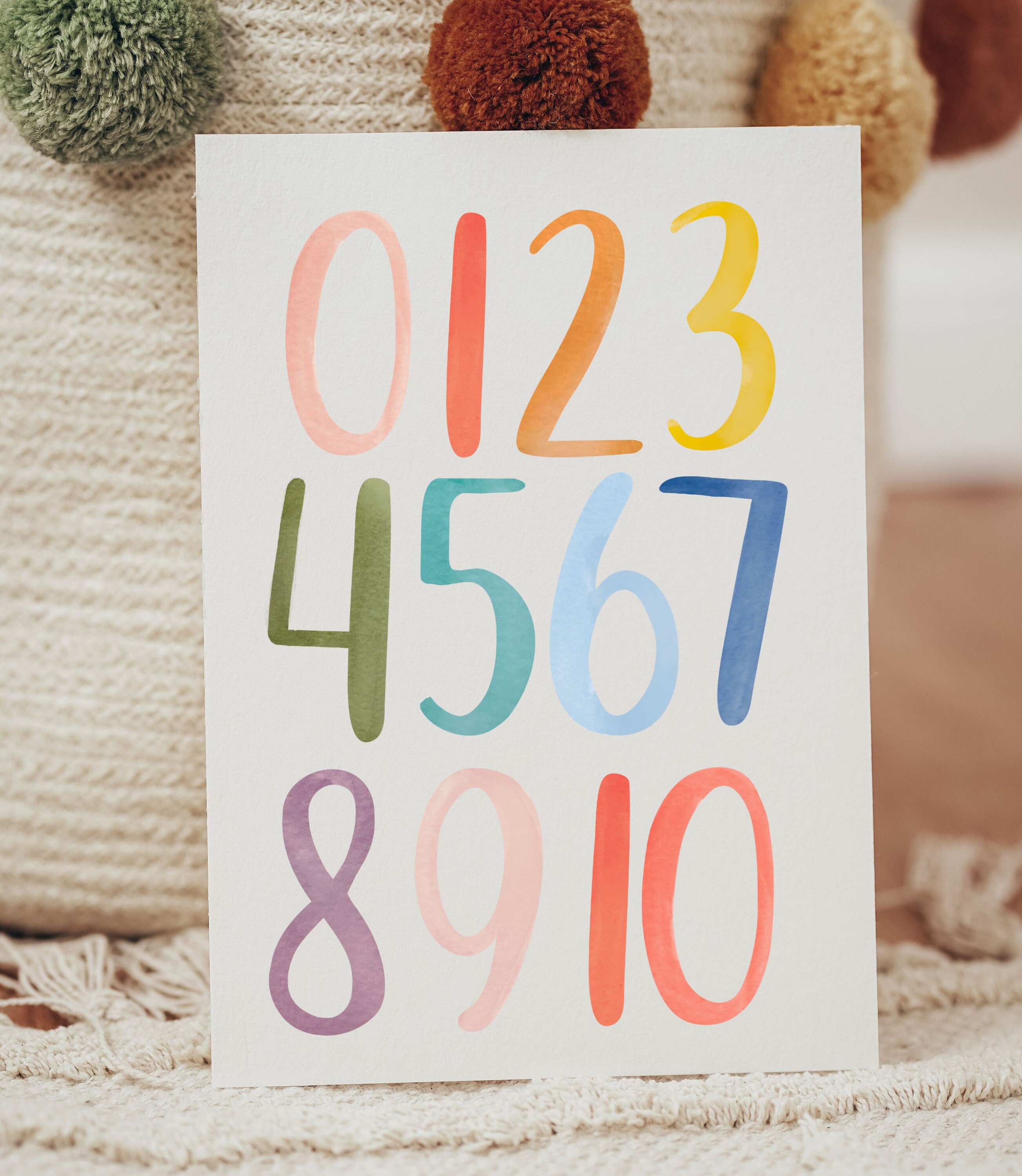 Rainbow Numbers Poster 1-10, Watercolor Counting Poster, Learn to Count ...