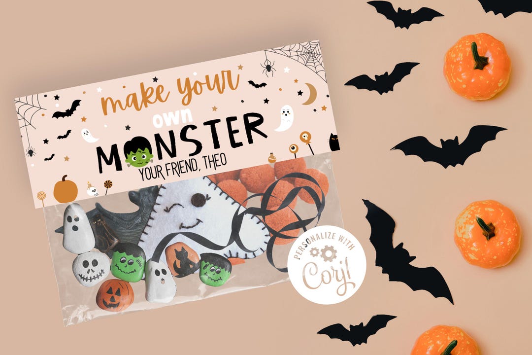 Printable Make Your Own Monster Tag for Treat Bags, Halloween Favor Bag ...
