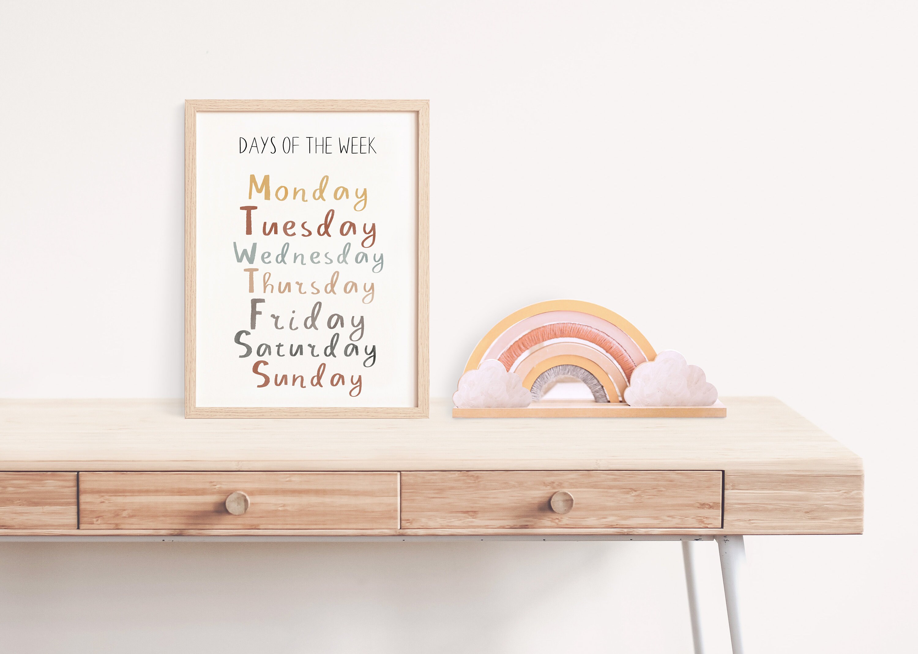 Days of the Week Poster, Nursery Wall Art, Minimalist Homeschool Decor ...