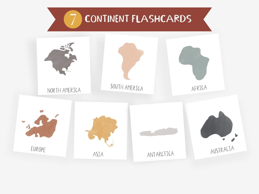 Continent Flashcards Montessori Continent Flashcards - Etsy