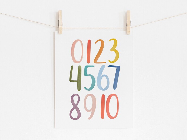 Rainbow Numbers Poster 1-10, Watercolor Counting Poster, Learn to Count ...