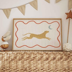 Cheetah Kids Poster, Eclectic Illustration Art, Animal Nursery Wall Art ...
