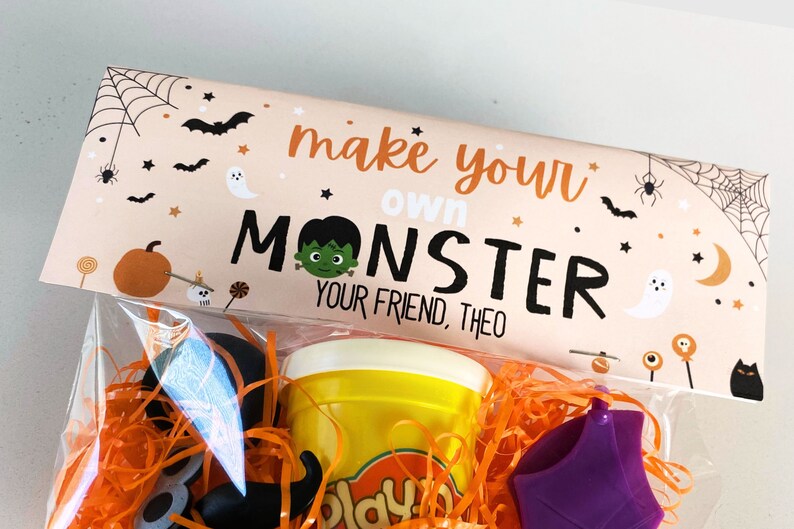 Printable Make Your Own Monster Tag for Treat Bags, Halloween Favor Bag ...