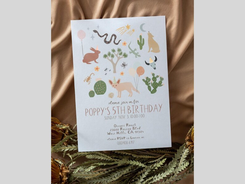 Desert Birthday Party Invite, Editable Kids Birthday Party Invite ...