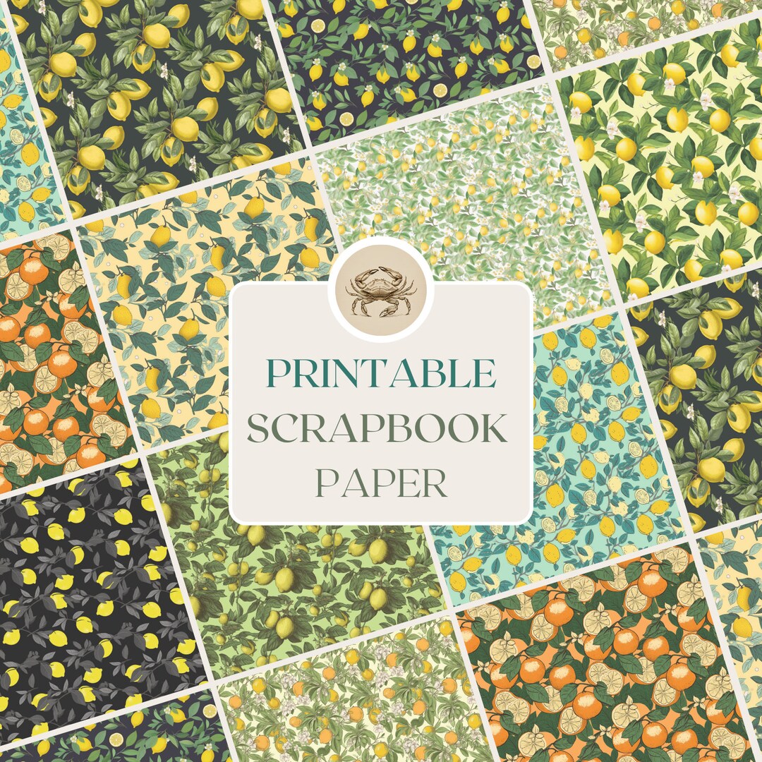 Citrus Lemon Scrapbook Paper, Digital Download, Seamless Patterns - Etsy