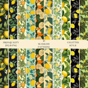 Citrus Lemon Scrapbook Paper, Digital Download, Seamless Patterns - Etsy