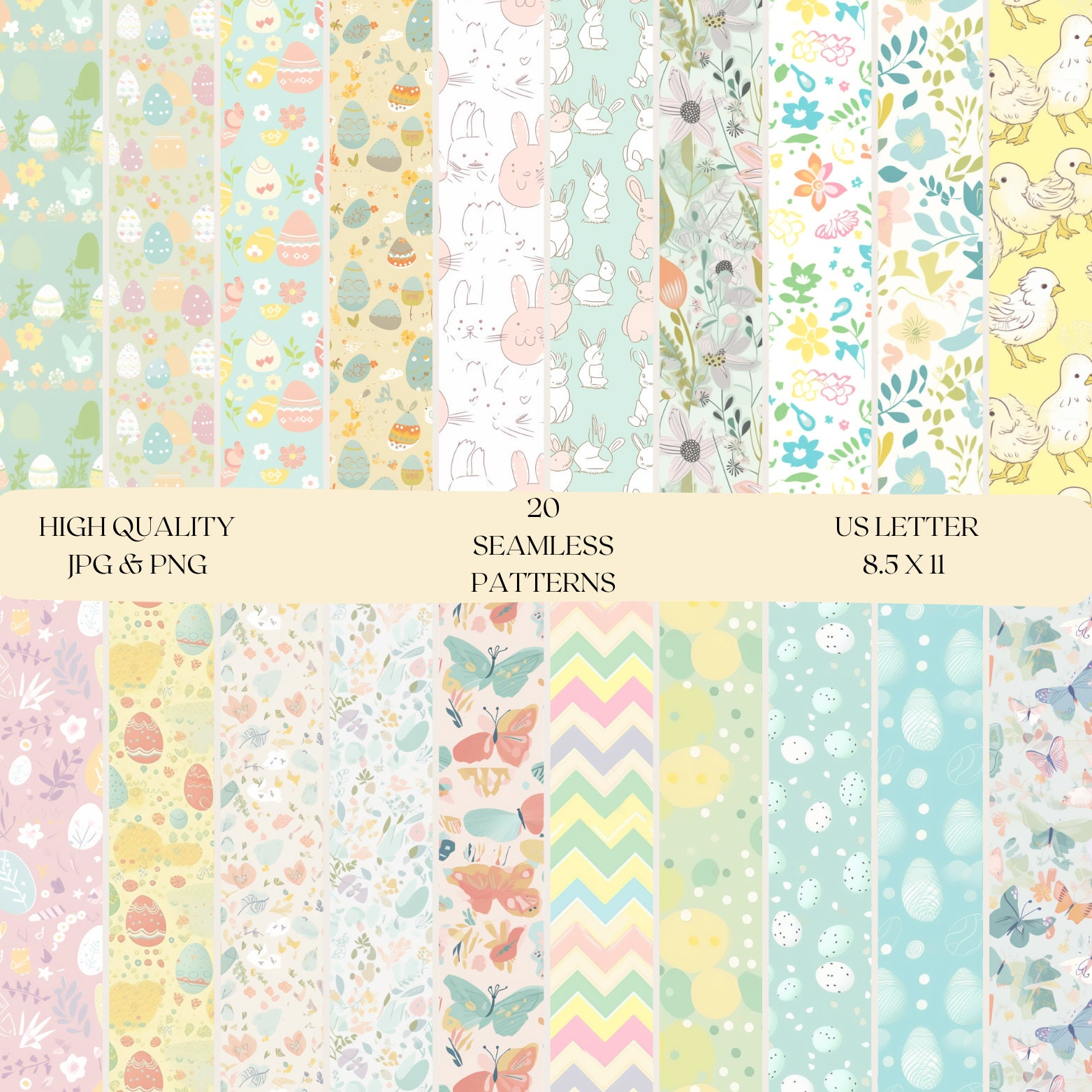 Seamless Easter Scrapbook Paper, Digital Download, Instant, Pastels ...