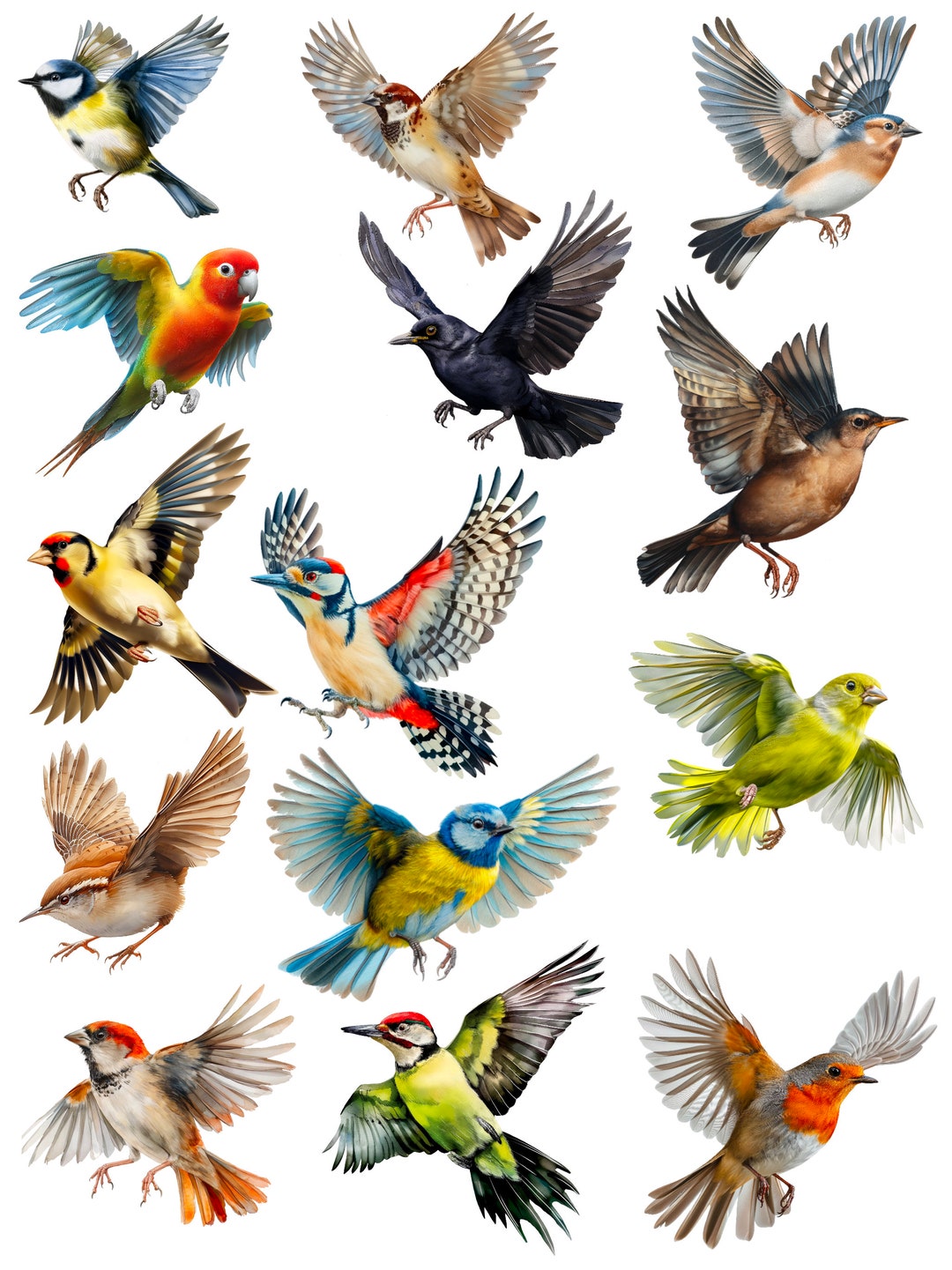 Garden Birds, Flying, Clipart, Birds, Garden 14 .png 300dpi Files ...