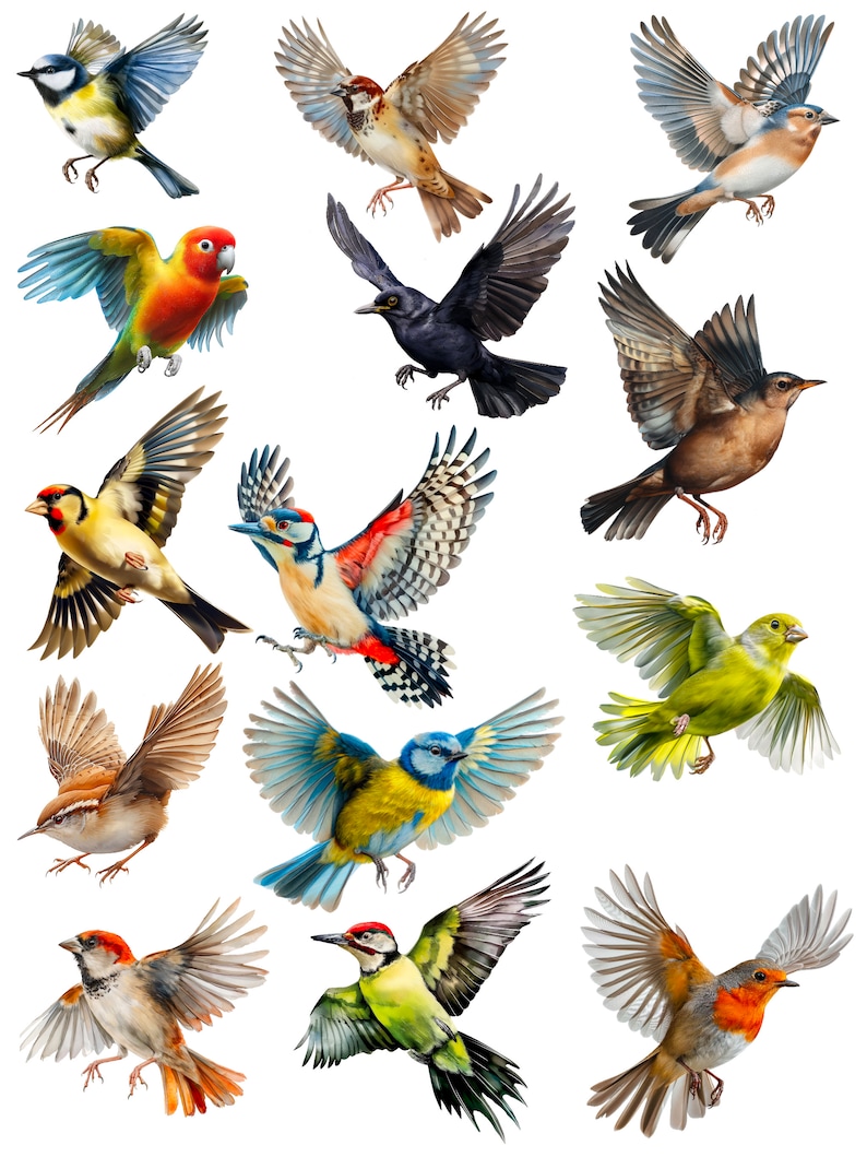 Garden Birds, Flying, Clipart, Birds, Garden 14 .png 300dpi Files ...