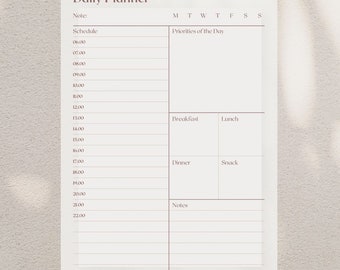 Minimalistic Daily Planner Worksheet - Etsy