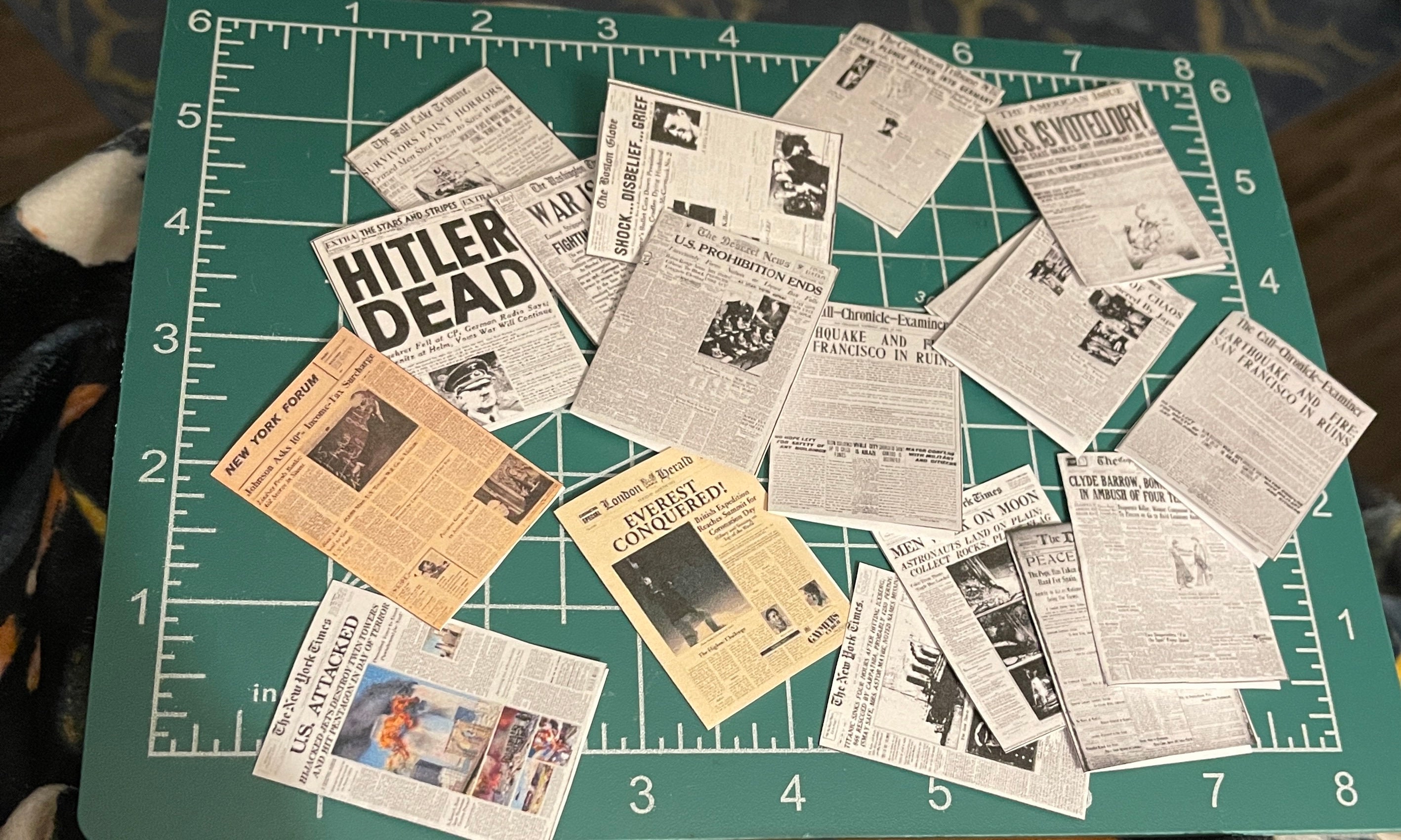 Stack of Old Newspapers 1:12 Scale Miniature Newspaper Front Pages ...