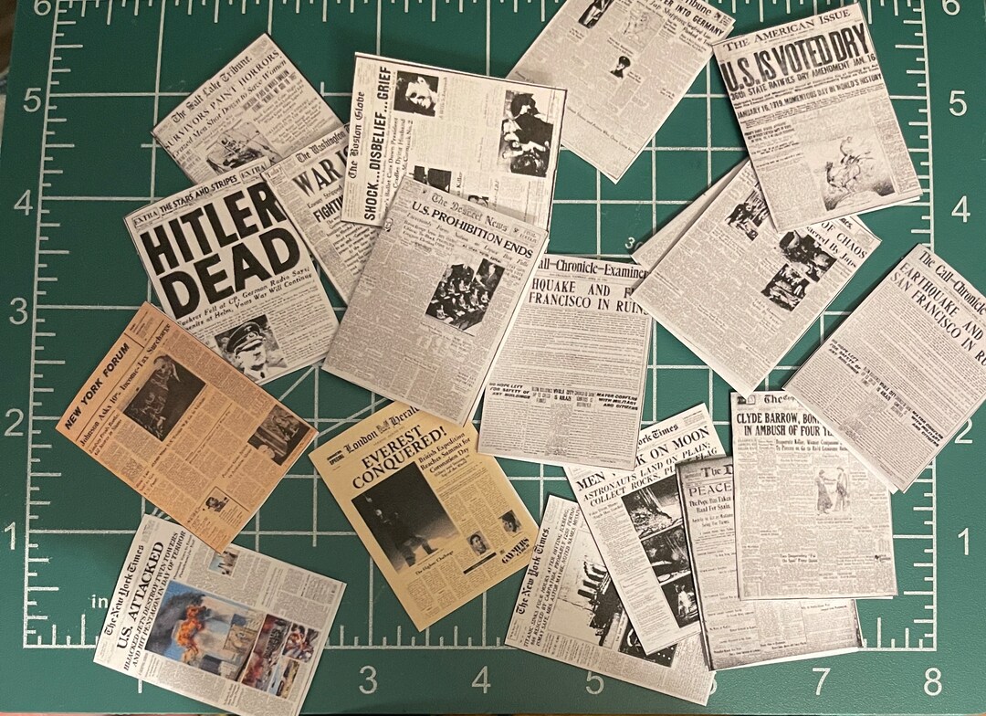 Stack of Old Newspapers 1:12 Scale Miniature Newspaper Front Pages ...