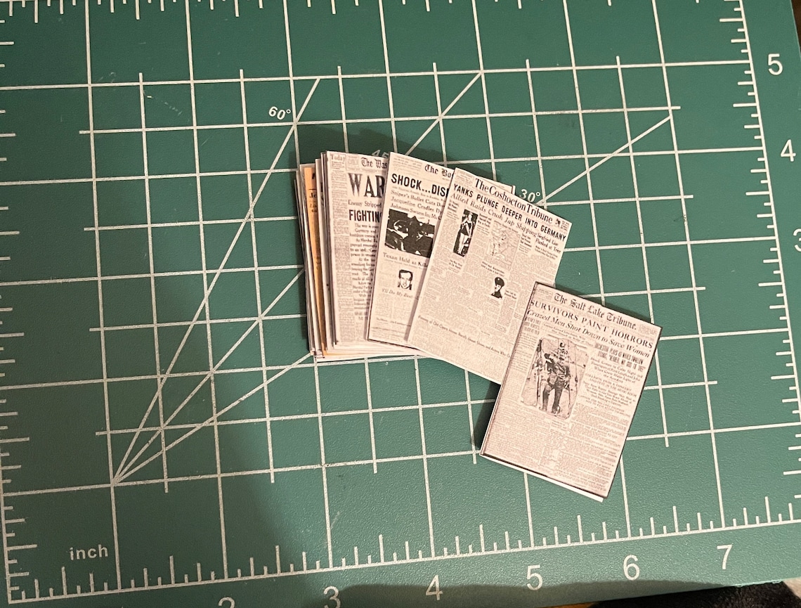 Stack of Old Newspapers 1:12 Scale Miniature Newspaper Front Pages ...