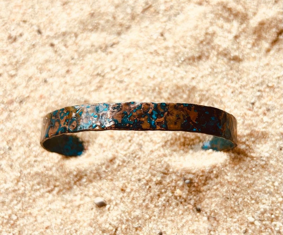 Patina Copper Bracelet-shipwrecked-blue Green Patina Copper Bracelet ...
