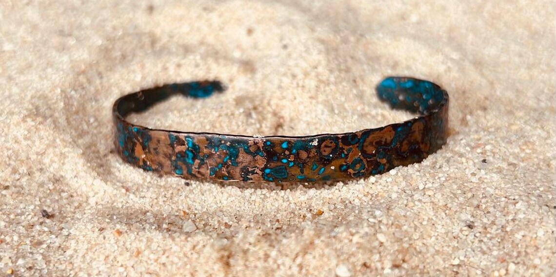 Patina Copper Bracelet-shipwrecked-blue Green Patina Copper Bracelet ...