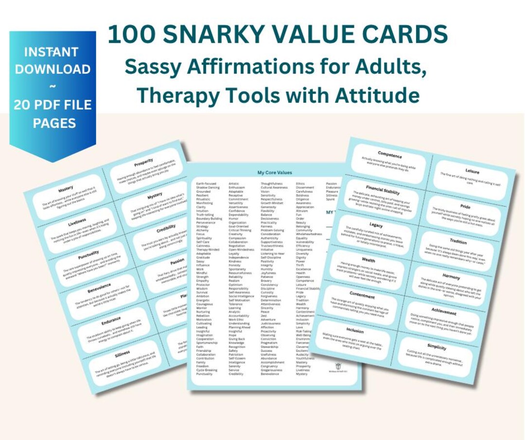 100 Snarky "not Your Typical" Value Cards--sassy Affirmations for ...